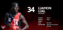 AFL Player - 34: Luamon Lual - rough landing in a marking contest ...